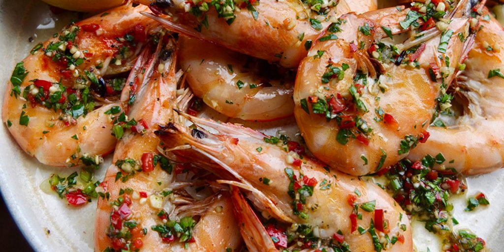 Grilled Prawns with Garlic, Parsley, Chilli & Caramelised Lemon Recipe ...